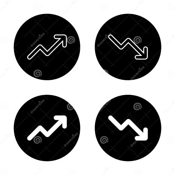 Up and Down Arrow Icon on Black Circle. Increase and Decrease Concept Stock Vector ...