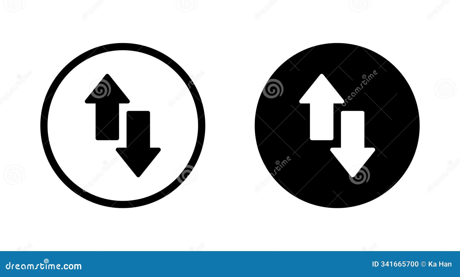 Up Down Arrow Icon on Black Circle. Upward Downward Sign Symbol Stock ...