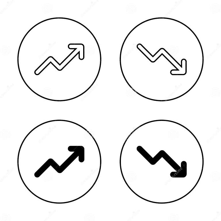 Up and Down Arrow Icon on Circle Line. Increase and Decrease Sign Symbol Stock Illustration ...