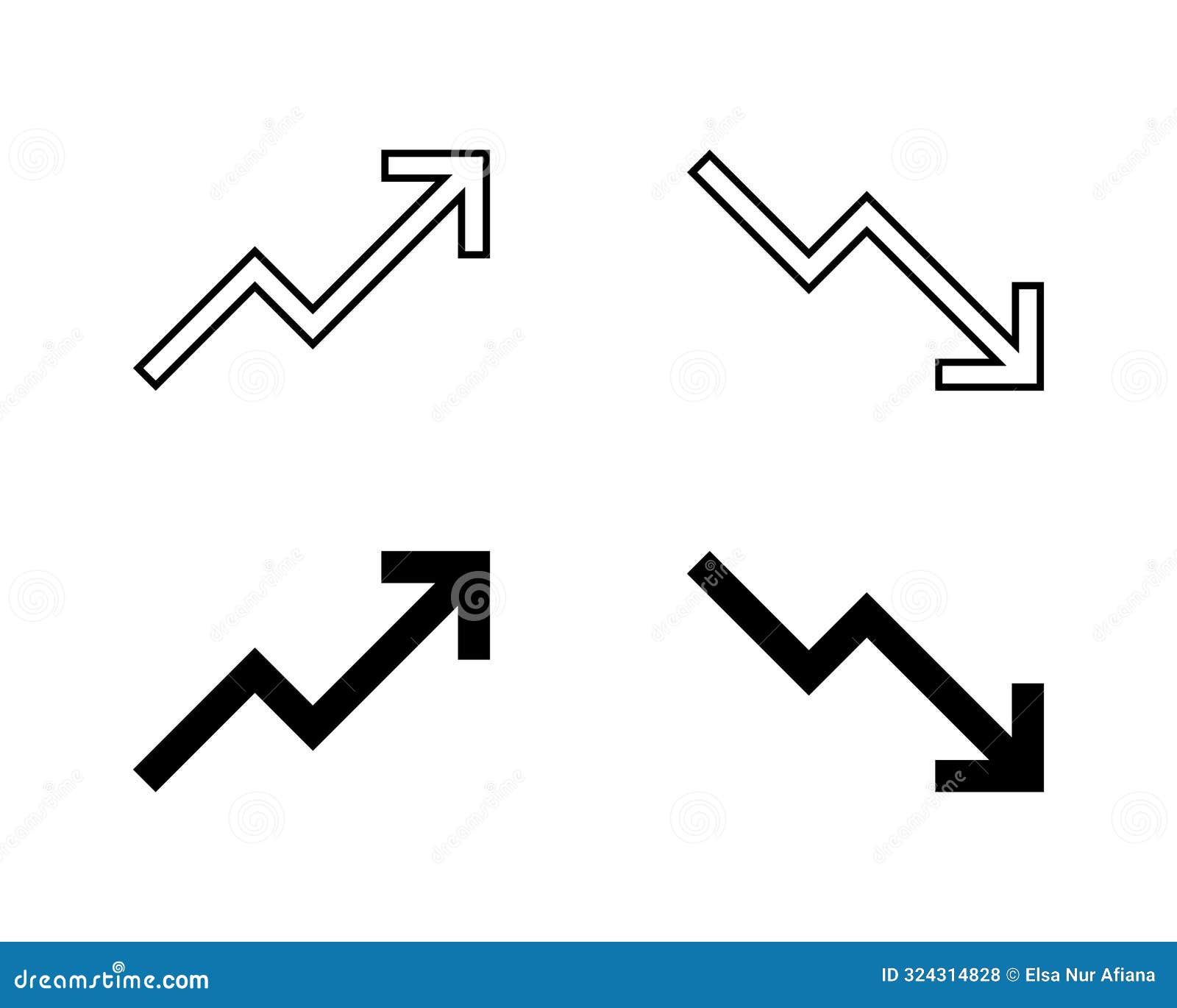 Up and Down Arrow Icon in Generic Style. Increase and Decrease Sign Symbol. Zigzag Arrows ...
