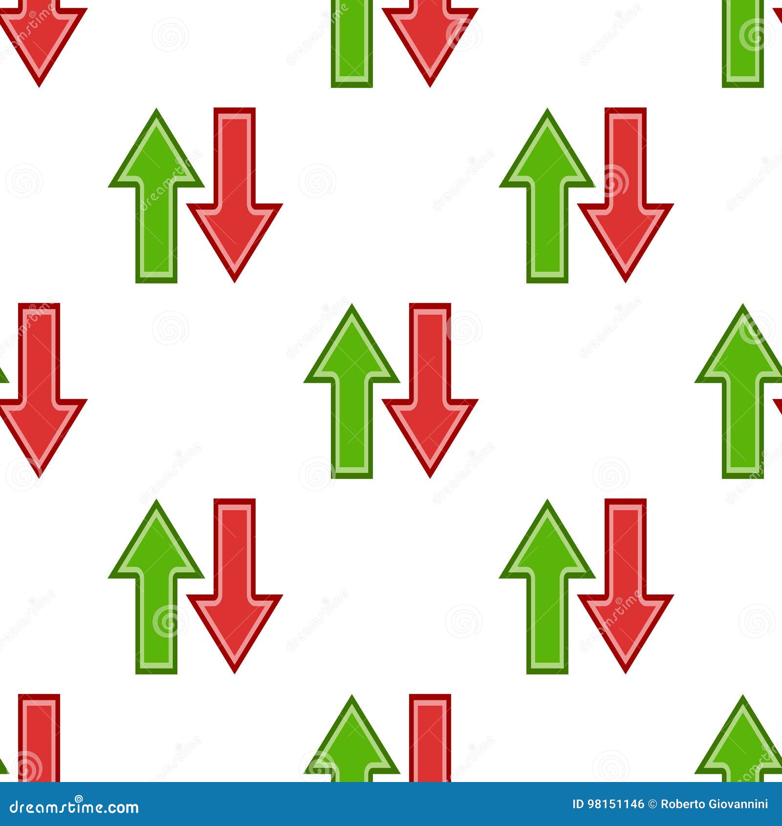 Set Of 3d Up Down Arrows In Perspective Green Red Arrows Cartoon