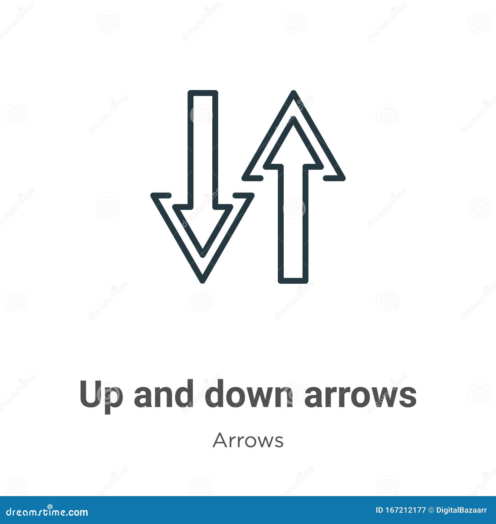 Up and Down Arrows Outline Vector Icon. Thin Line Black Up and Down Arrows Icon, Flat Vector ...
