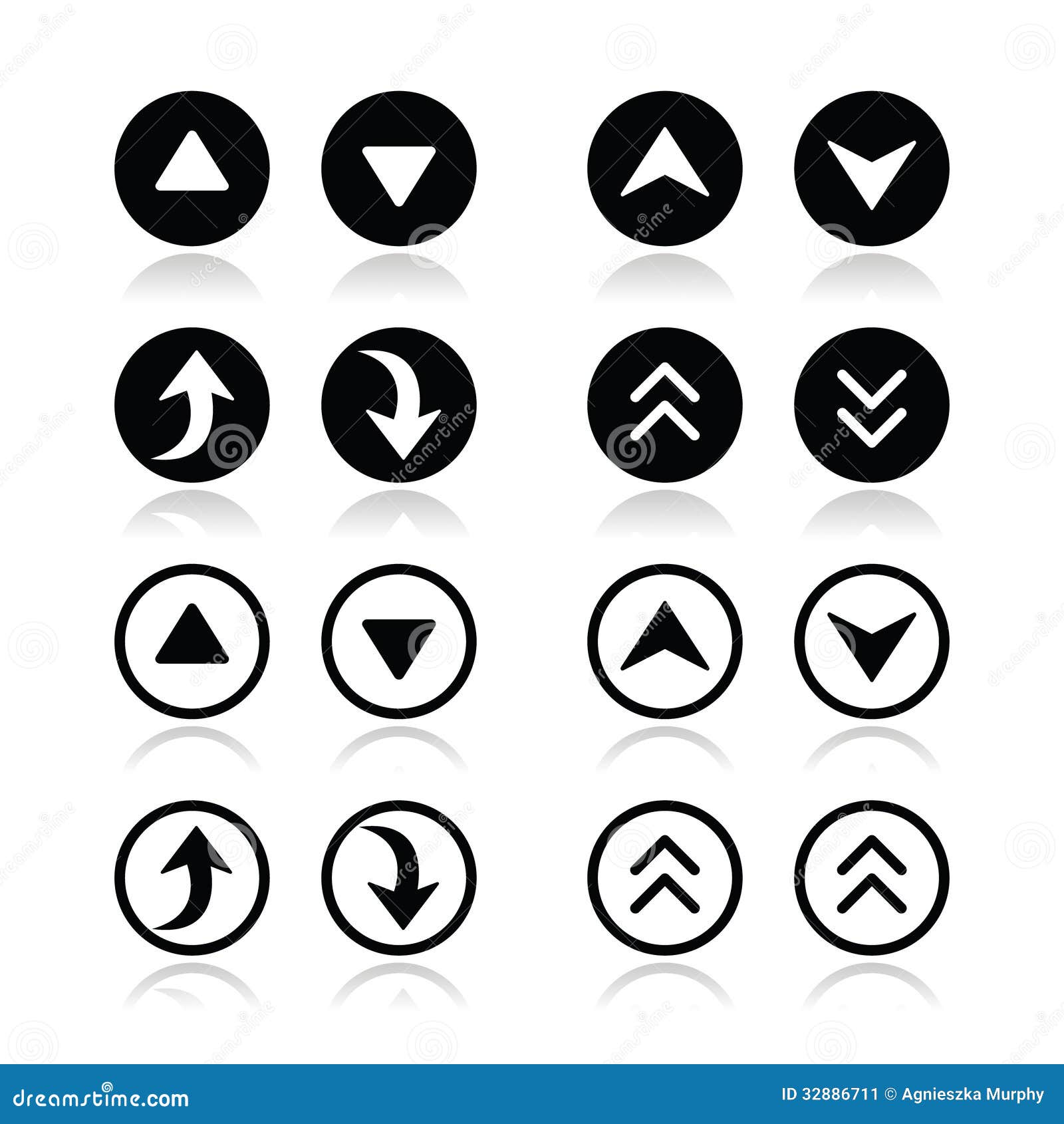 Up and Down Arrows Round Icons Set Stock Illustration - Illustration of ...