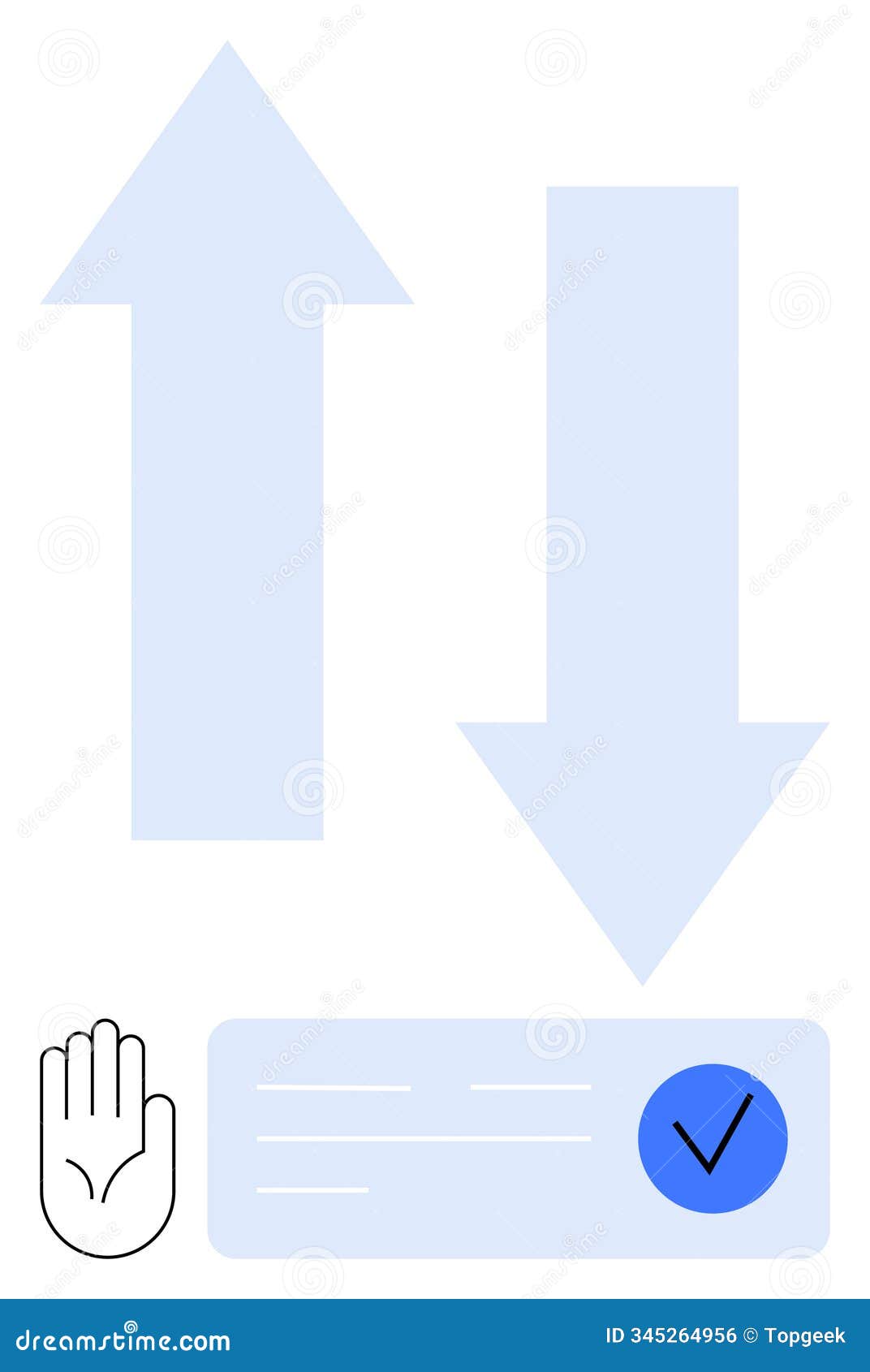 Up And Down Arrows With Stop Hand And Checkmark Symbolizing Decisions ...