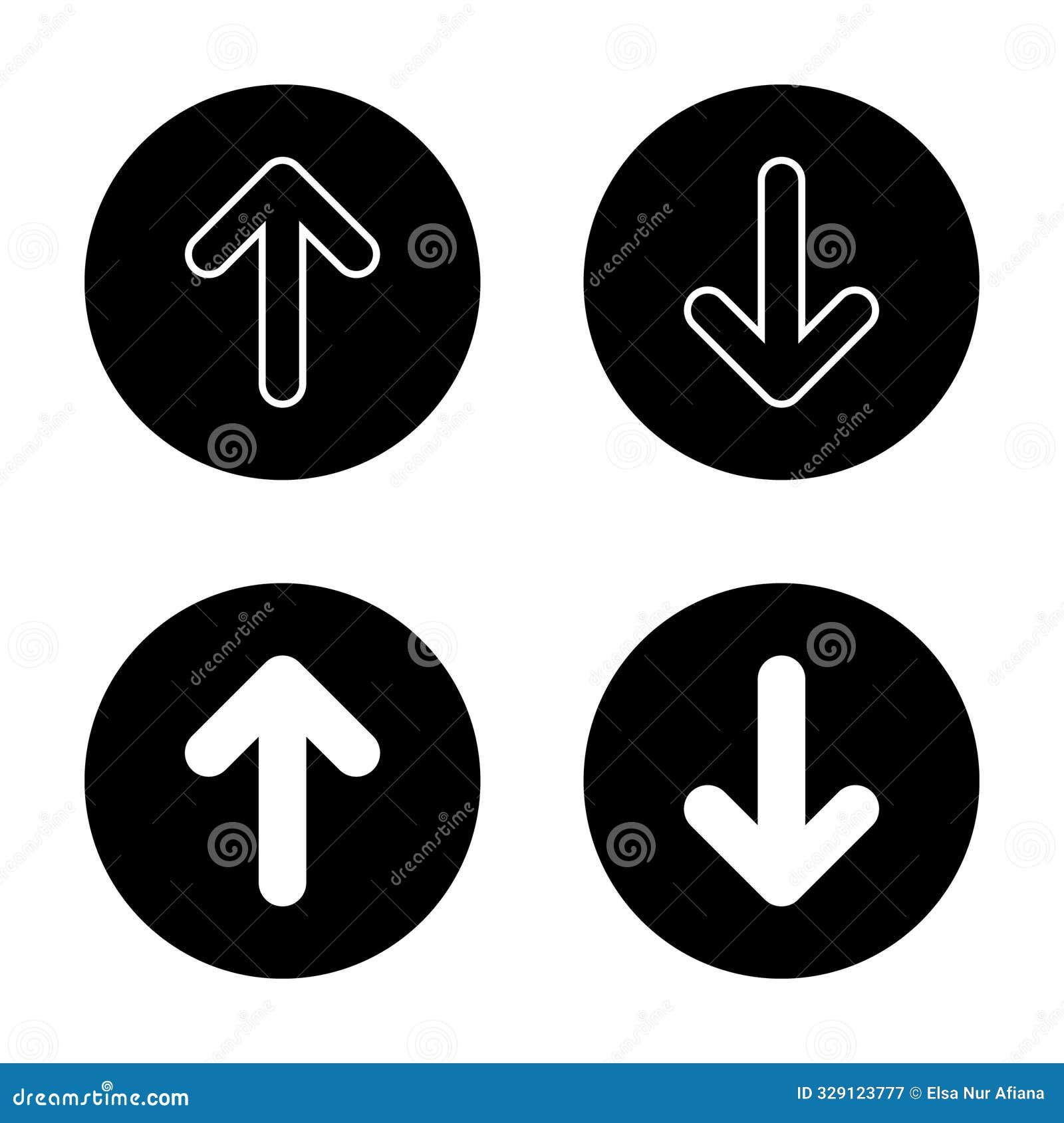 Up and Down Direction Arrow Icon on Black Circle Stock Vector ...