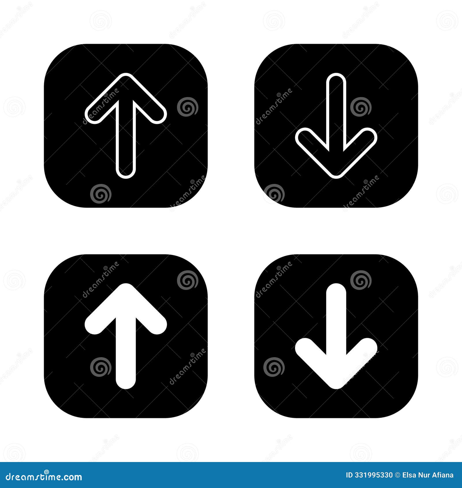 Up and Down Direction Arrow Icon in Black Square Stock Illustration ...