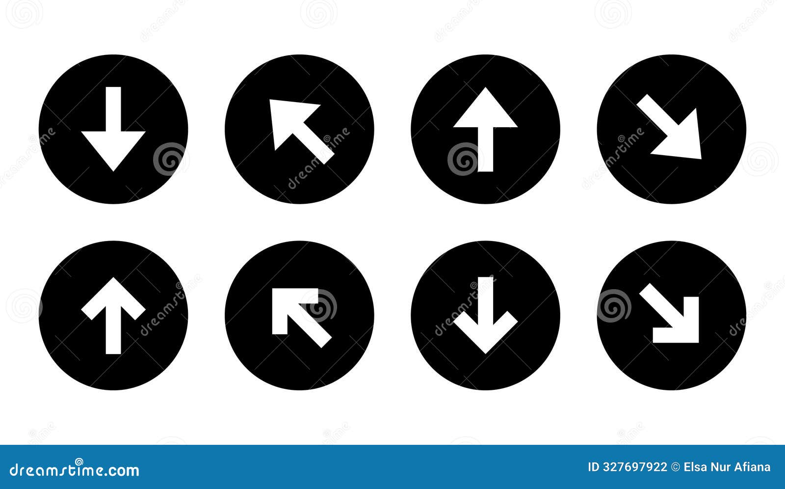Up and Down Direction Arrow Icon Set on Black Circle. Upward and ...