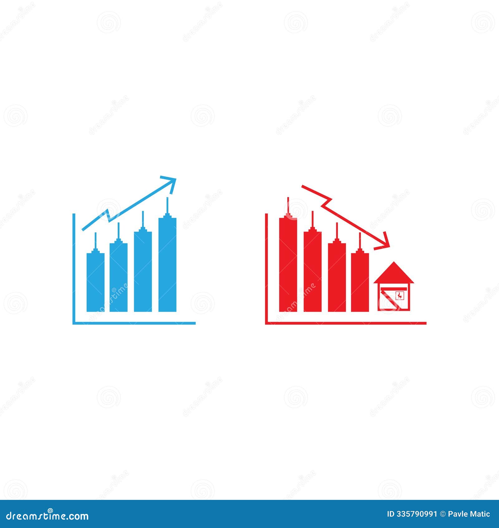 Up Down Economy Graph Chart Cartoon Vector | CartoonDealer.com #335790991