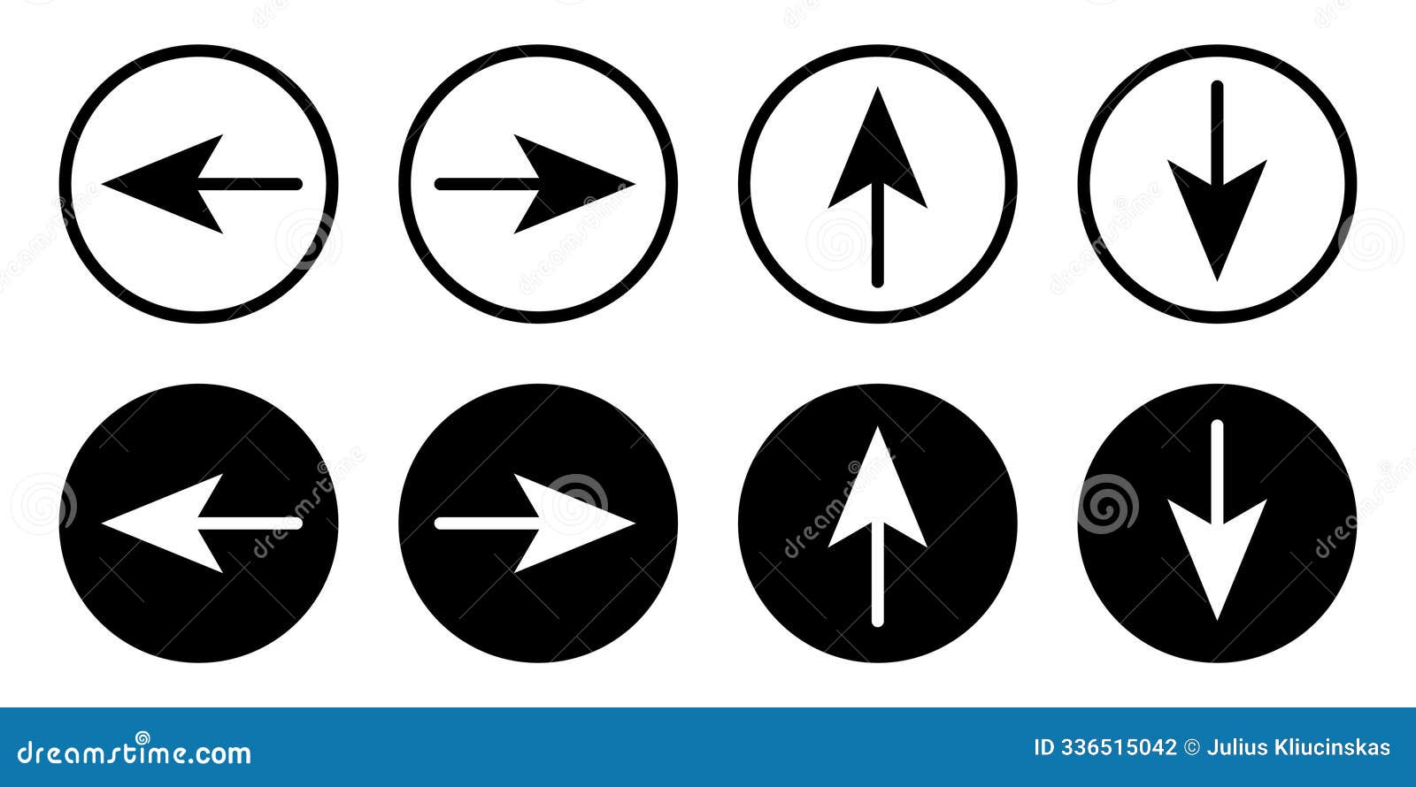 Up, Down, Left and Right Arrows Vector Icon Set. a Set of Eight Black ...