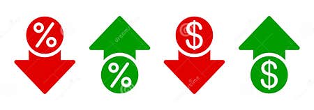 Up and Down Percent Icon with Arrow, Money Dollar Decrease Increase ...