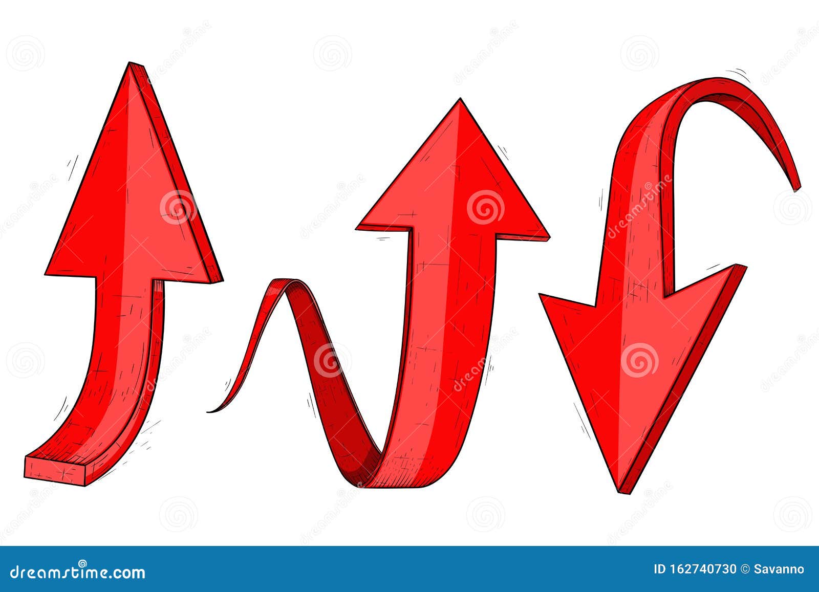 Up and Down Red Arrows. Hand Drawn Sketch Stock Vector - Illustration ...