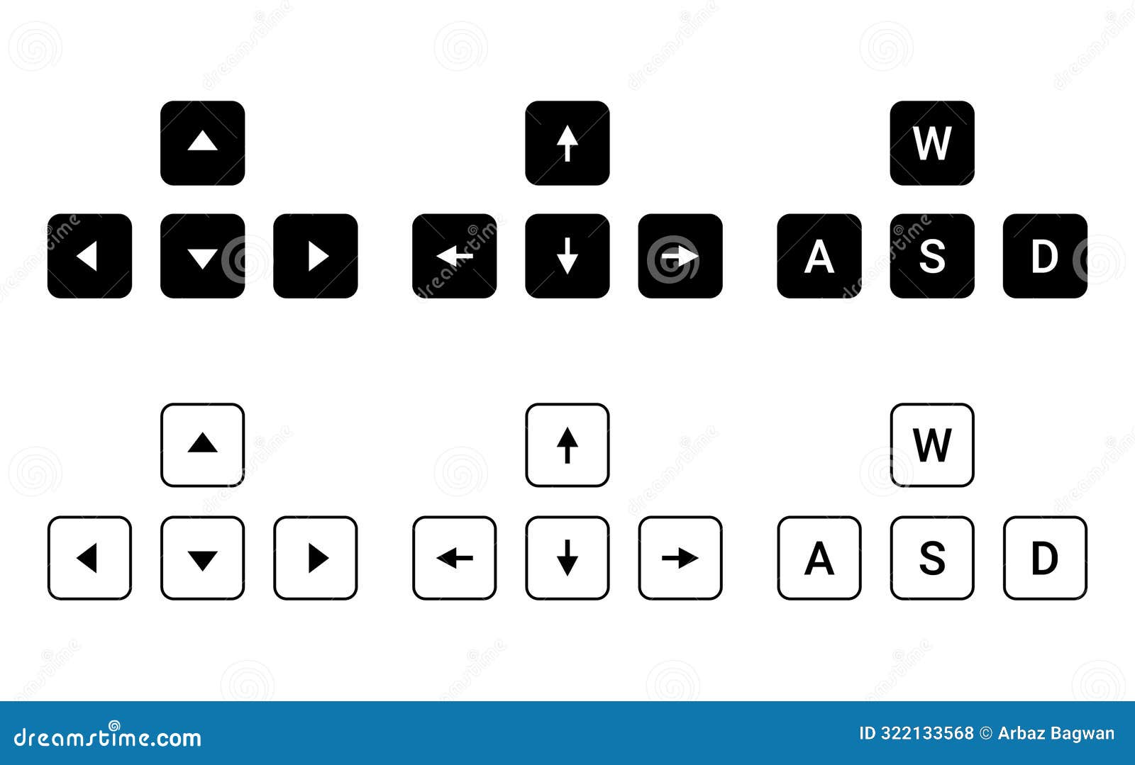 Up, Down, Right and Left Arrow Icon. ASDW Keyboard Icon Stock Vector ...
