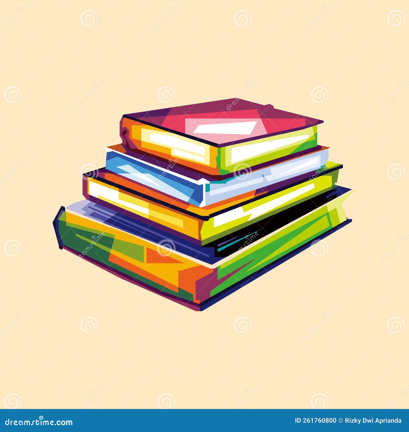 Vector Stacked Books Design Cartoon Wpap Popart Artwork Neatly Isolated ...