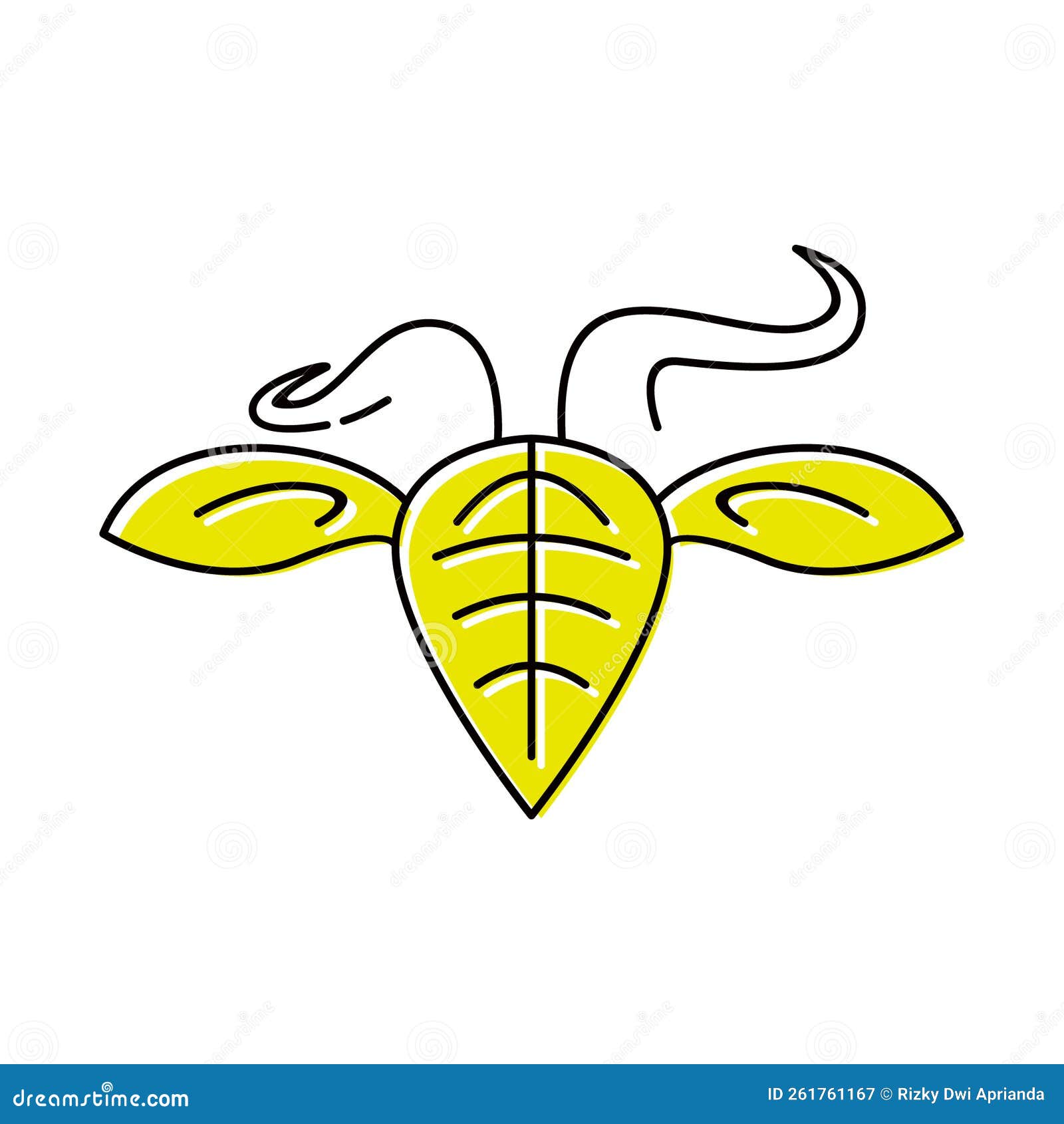 Leaf Monoline Design Cartoon Minimalist Vector Illustration Stock ...