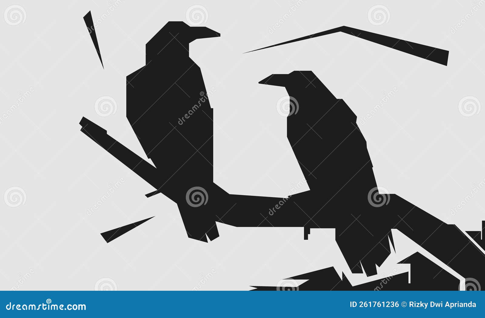 Silhouette of Two Crows Grayscale Wpap Popart Artwork Illustration ...