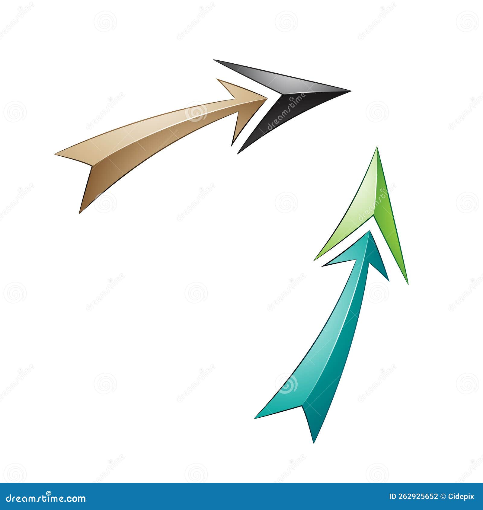 Up Facing Beige and Green Arrows Stock Vector - Illustration of pointer ...