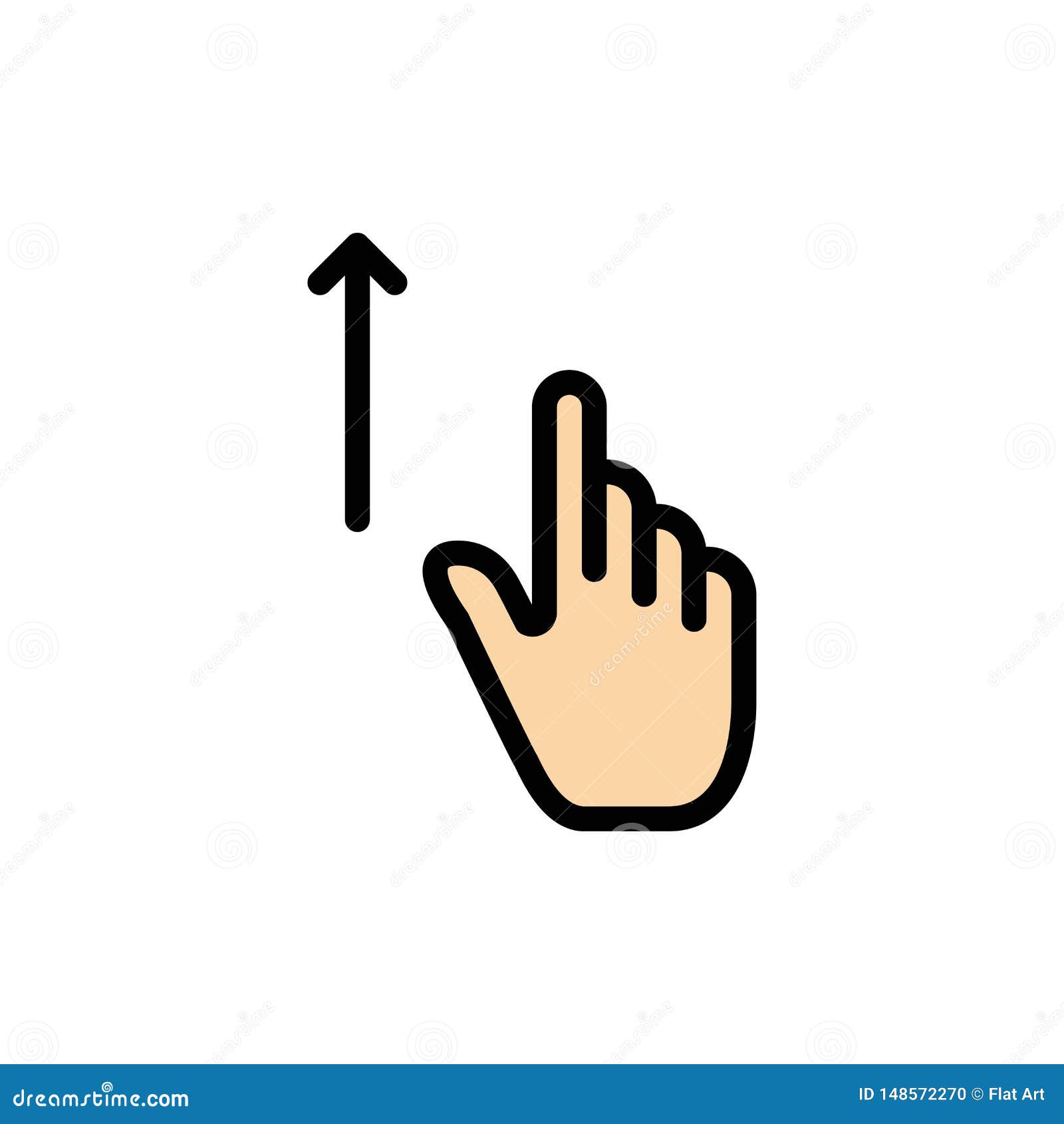 Up, Finger, Gesture, Gestures, Hand Flat Color Icon. Vector Icon Banner ...