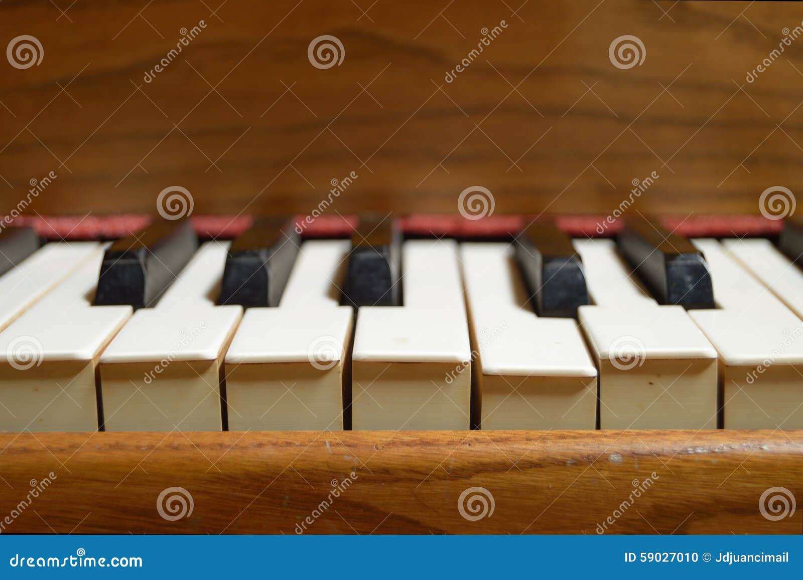 Old Wooden Piano Keys On Wooden Musical Instrument In Front View . Big ...