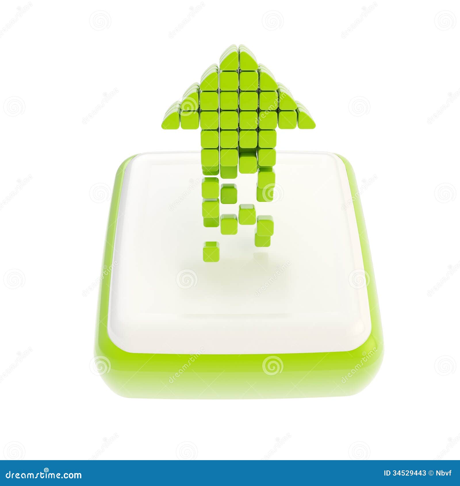 Up Green Arrow Symbol Icon Over Square Button Stock Illustration ...
