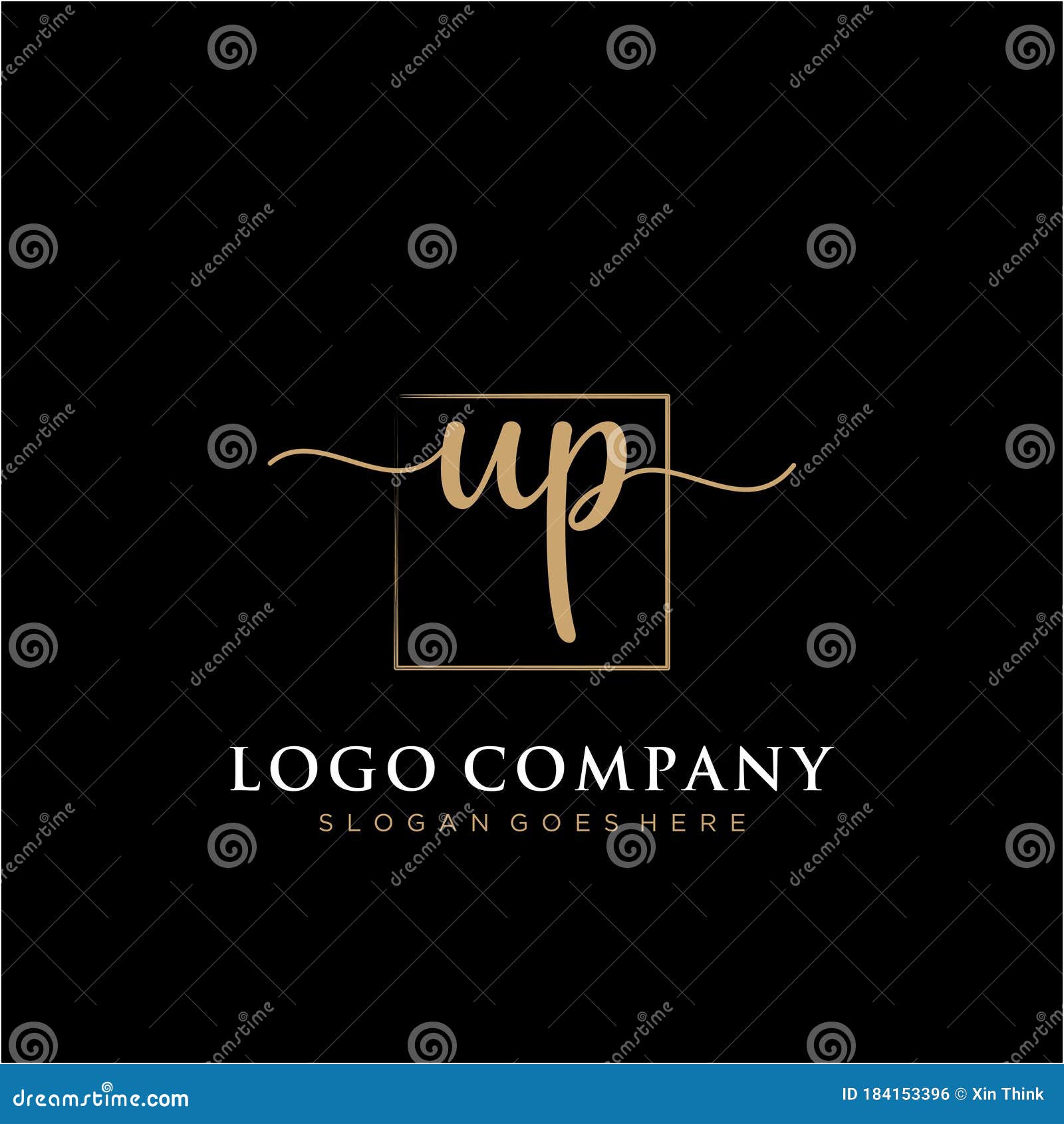 UP Initial Handwriting Logo with Rectangle Template Vector Stock Vector ...