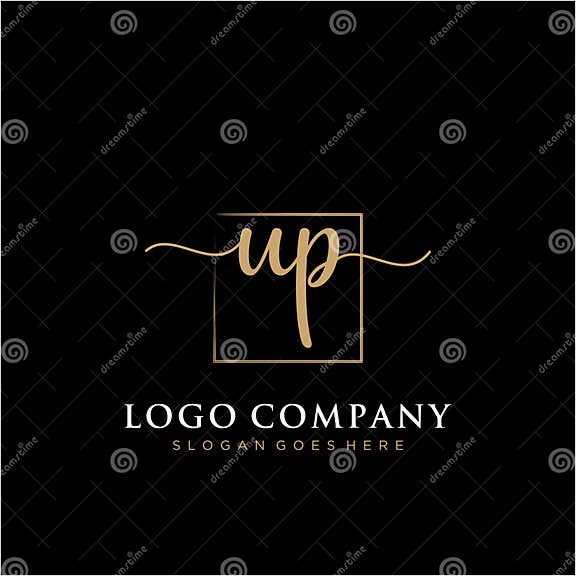 UP Initial Handwriting Logo with Rectangle Template Vector Stock Vector ...