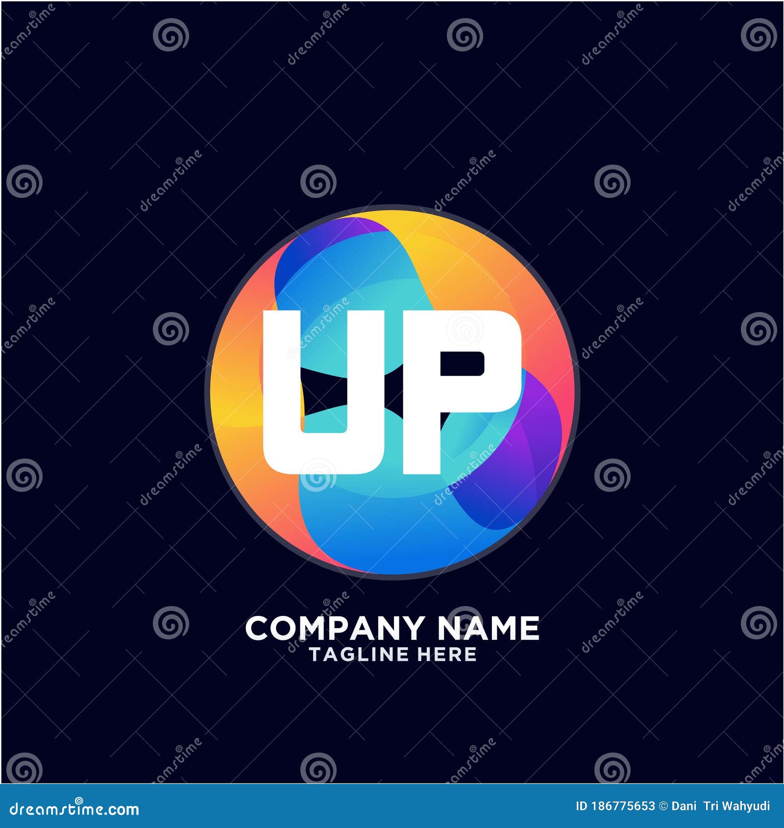 UP Initial Logo with Colorful Circle Template Vector Stock Illustration ...