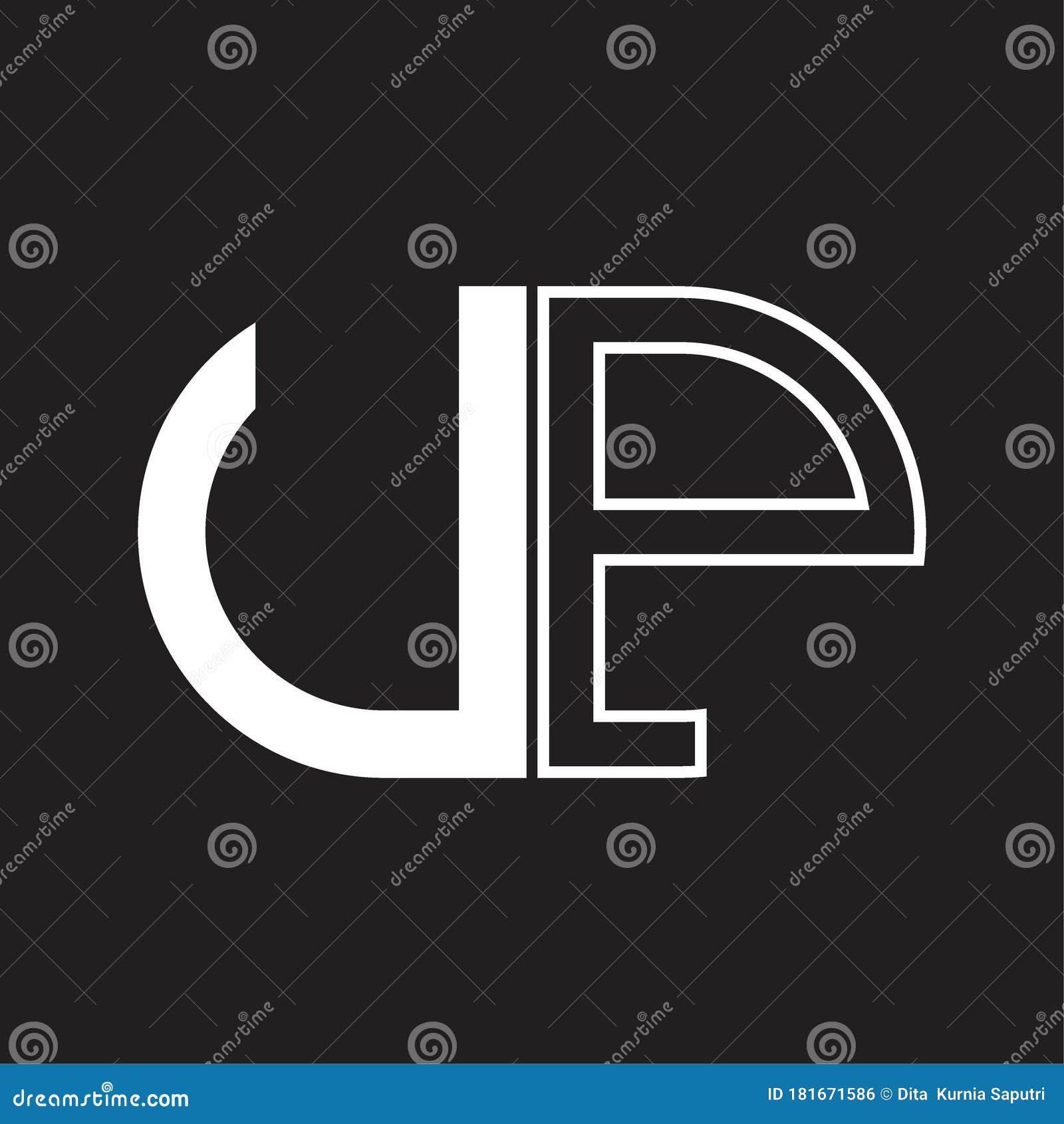UP Letter Logo Monogram with Oval Shape Negative Space Design Template ...