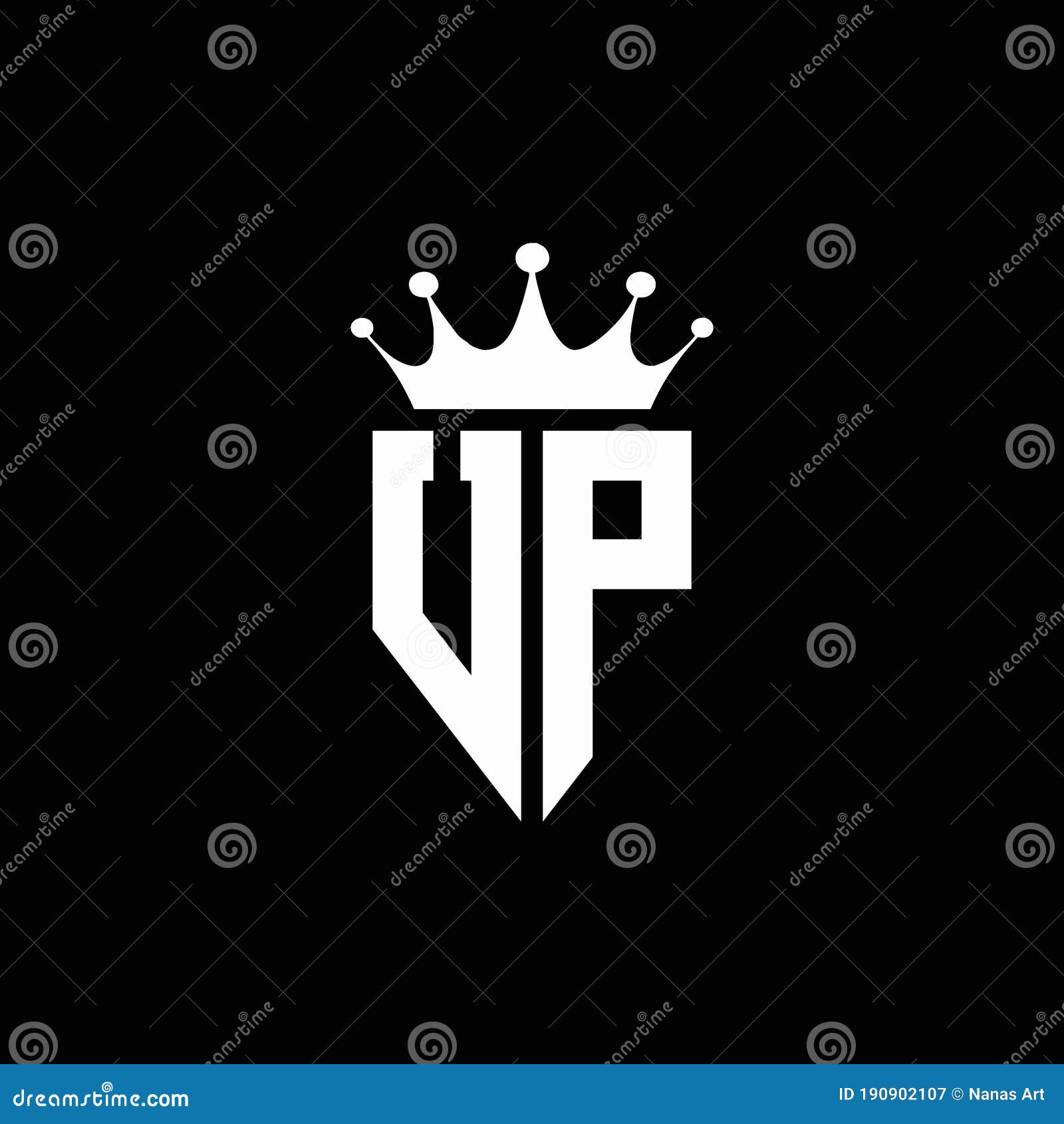 UP Logo Monogram Emblem Style with Crown Shape Design Template Stock ...