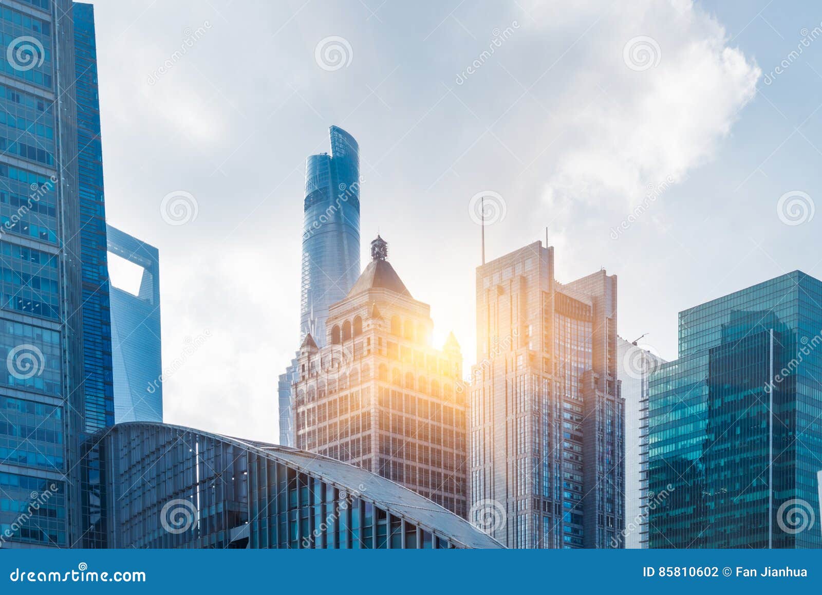 Up Looking Skyscrapers with Skyline in Shanghai Financial District ...