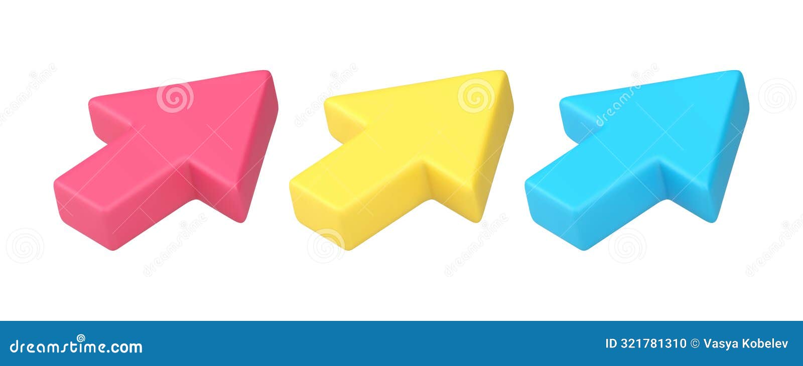 Up Right Arrow Direction Cursor Interface Pointer Next Button Web Element 3d Icon Set Vector