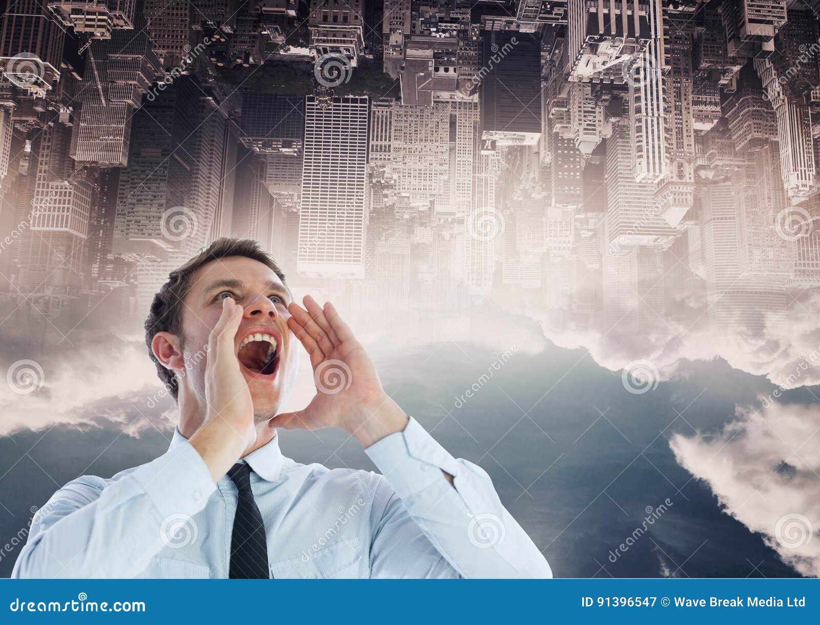 Up Side Down City. only Up, Men Shouting Stock Image - Image of ...
