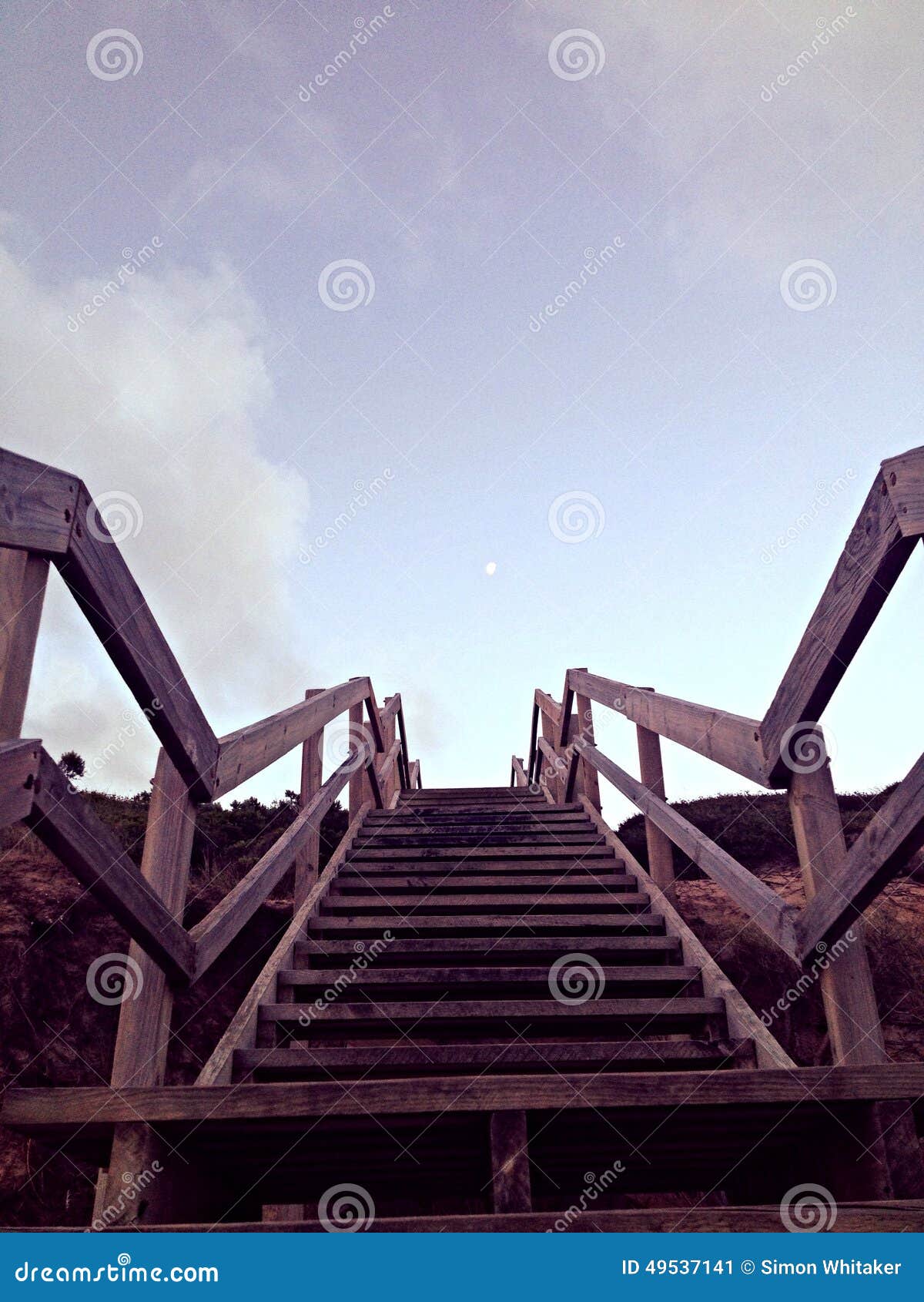 Up to the moon stock image. Image of beach, stairs, ocean - 49537141