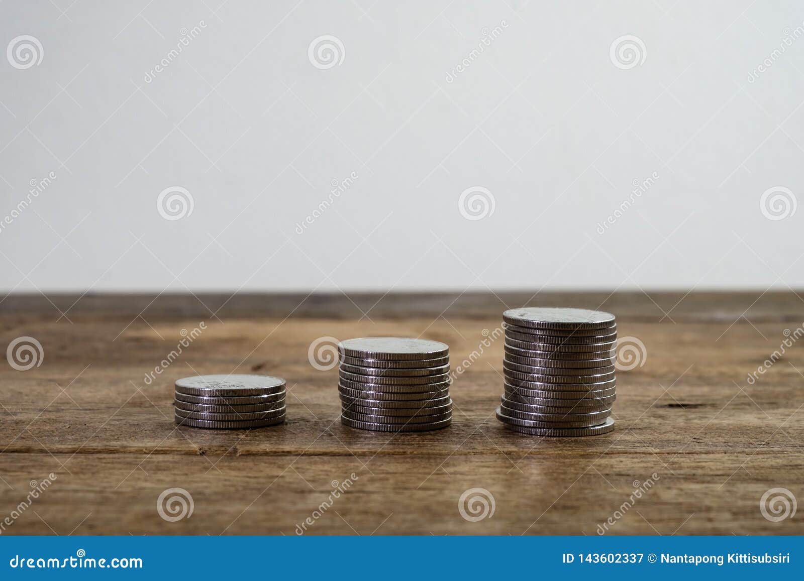 Up Trend Increasing Coins Stacking Piles Stock Image - Image of ...