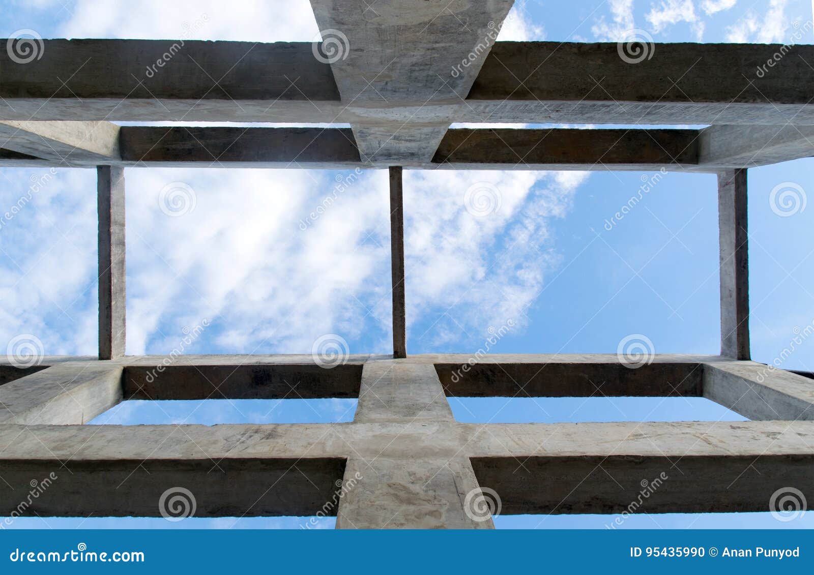 Up View Pillar and Beam Structure for Construction Abstract Background ...