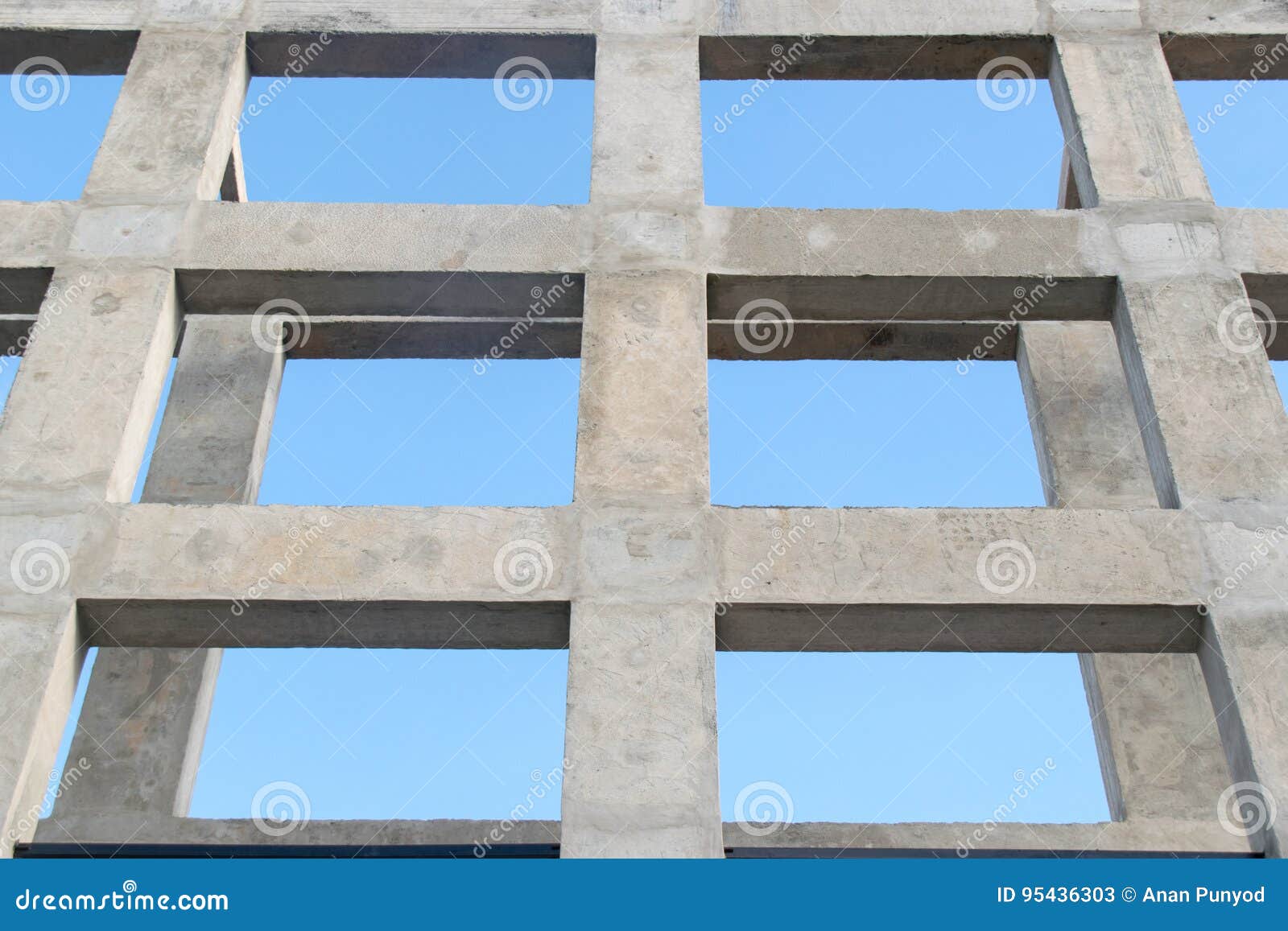 Up View Pillar and Beam Structure for Construction Abstract Background ...