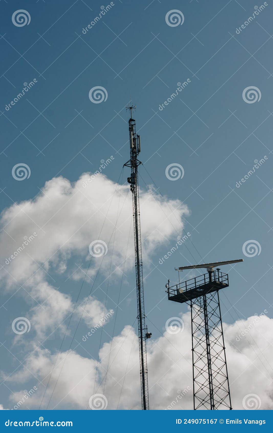 Up View. Tower with TV, Radio, Internet Antennas Stock Image - Image of ...
