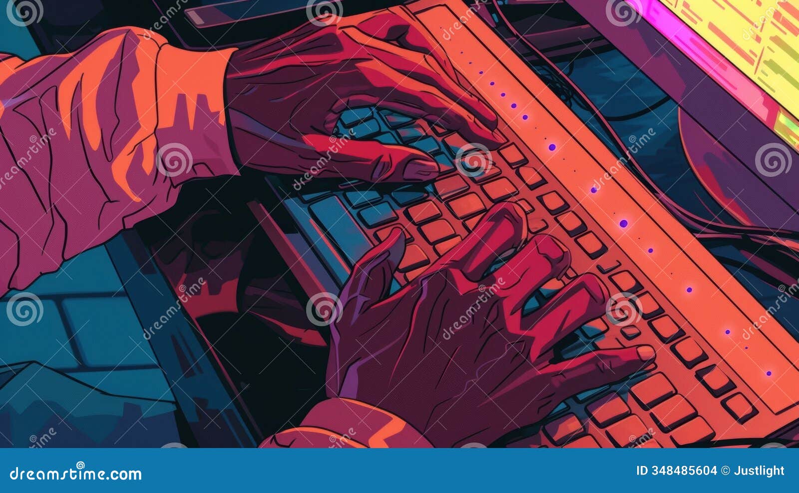 An Upclose Image of a Technicians Hands Typing Away on a Computer ...