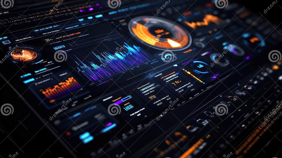 An Upclose View of a Touchscreen Interface Displaying Realtime Analytics and Live Data Streams ...