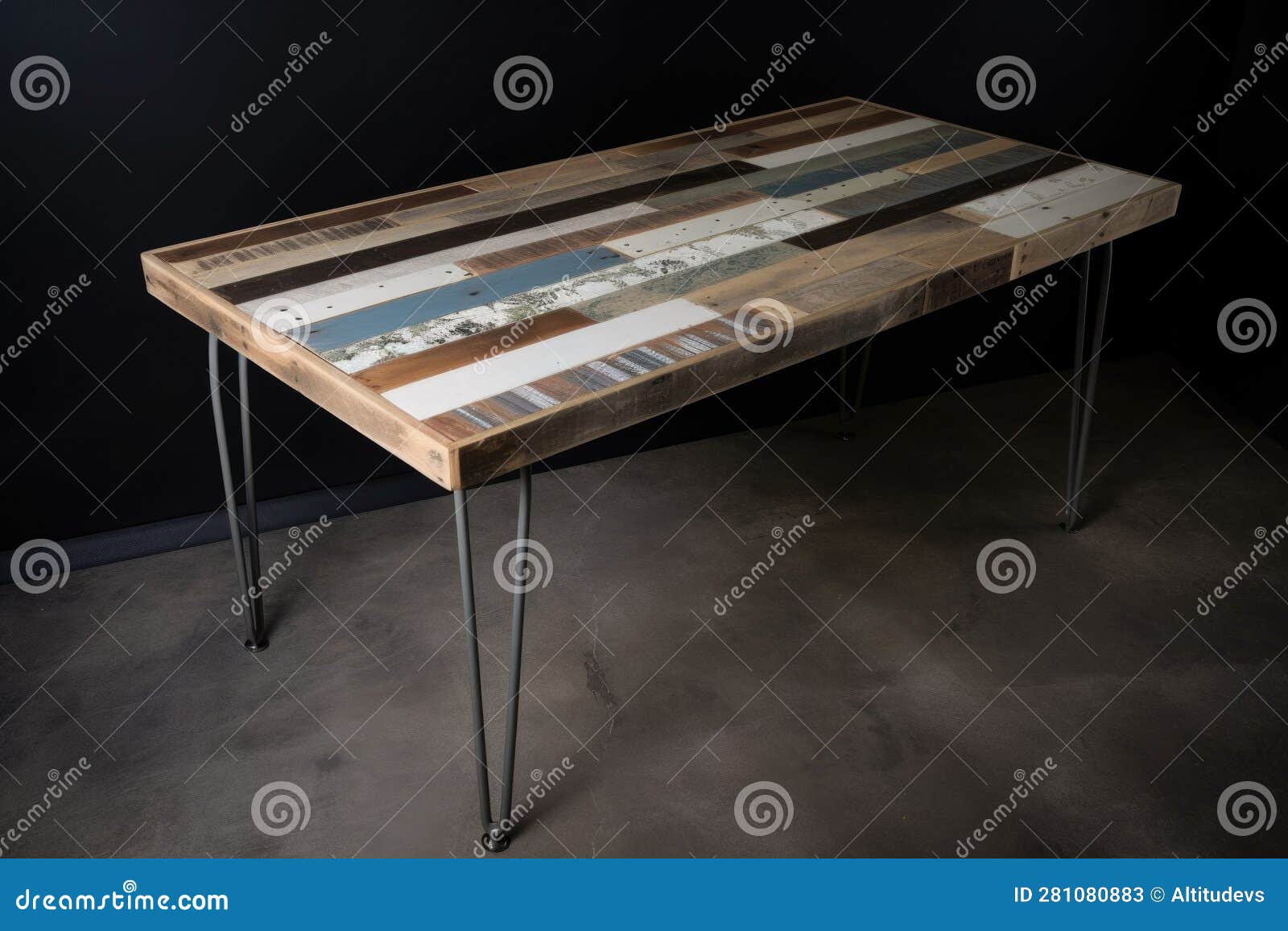 Upcycled Dining Table with a Mix of Different Types of Wood and Metal ...