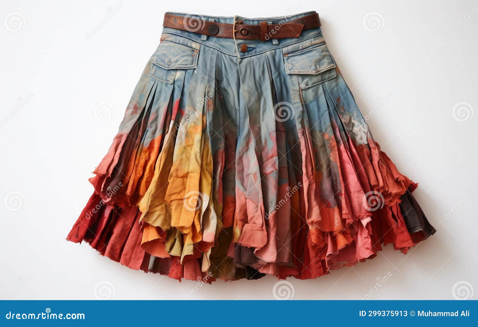 Upcycled Ensemble on White Background Stock Image - Image of trendy ...