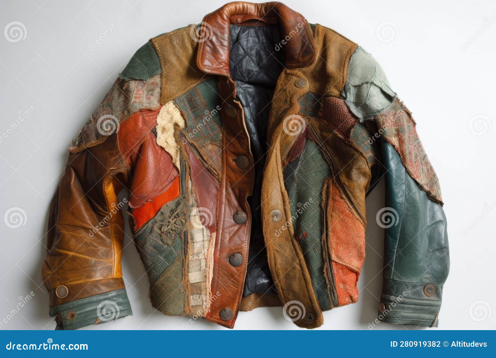 Upcycled Jacket Made with Leather and Fabric Scraps Stock Illustration ...