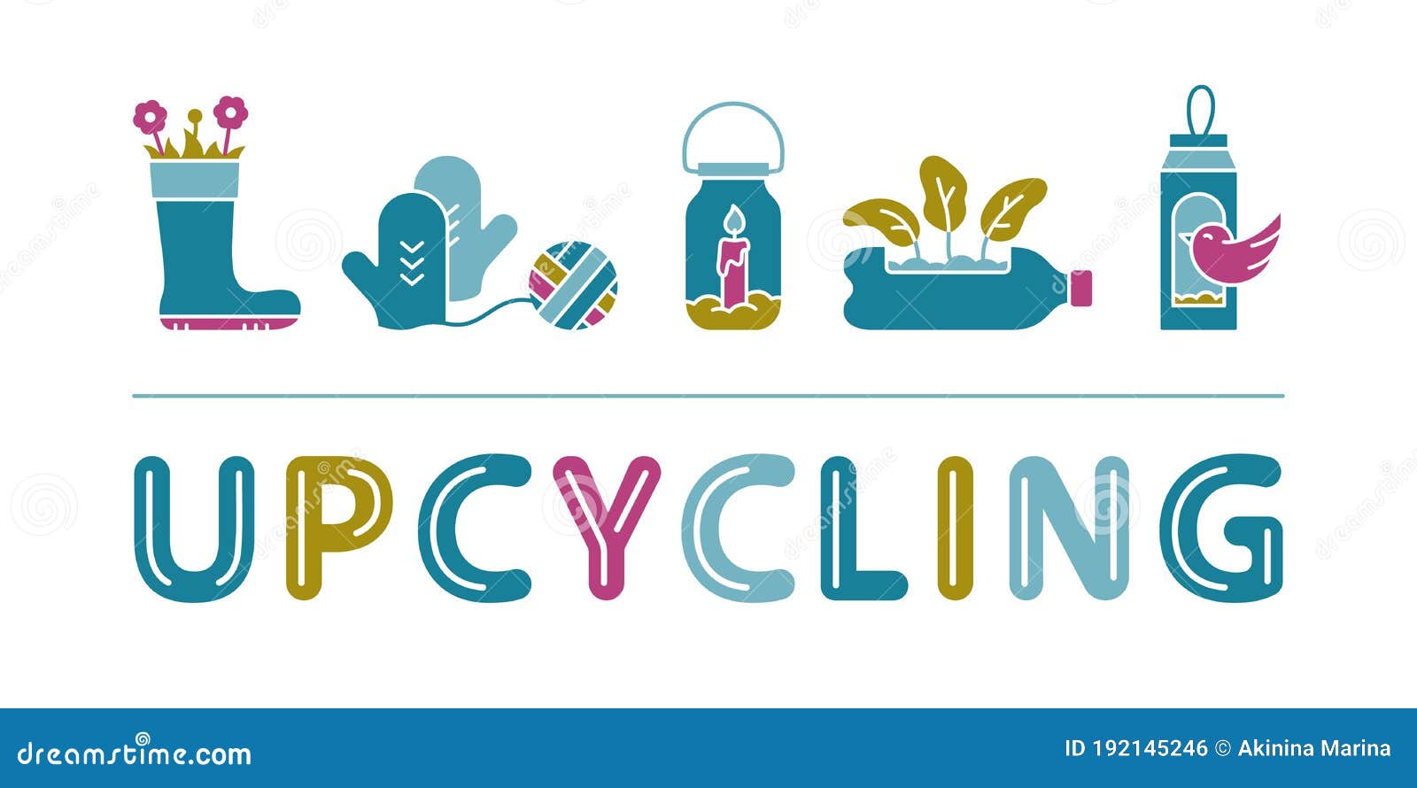 Upcycling Horizontal Rectangular Banner For Web. Cutout Silhouette Icon ...