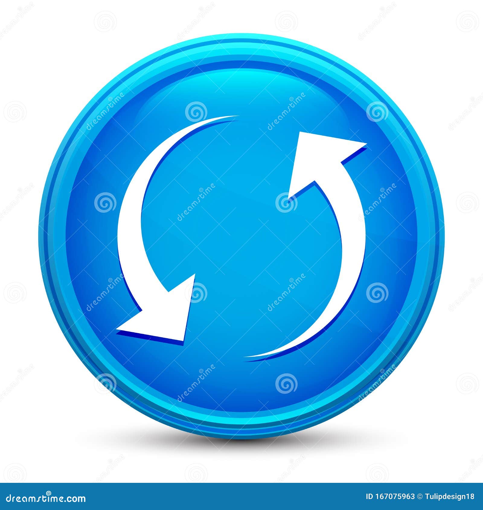 Update Arrow Icon Glass Shiny Blue Round Button Isolated Design Vector ...