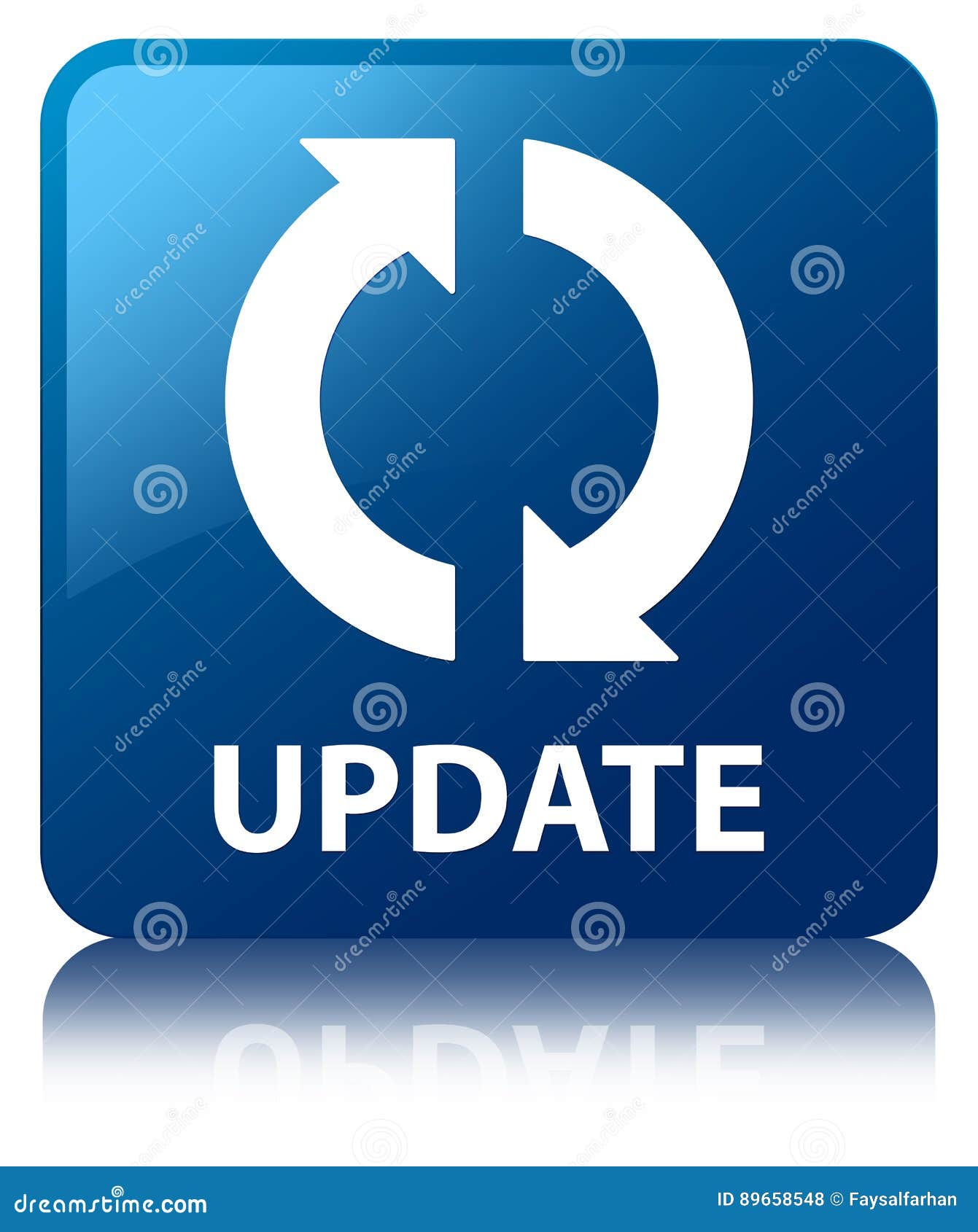Update blue square button stock illustration. Illustration of upgrade ...