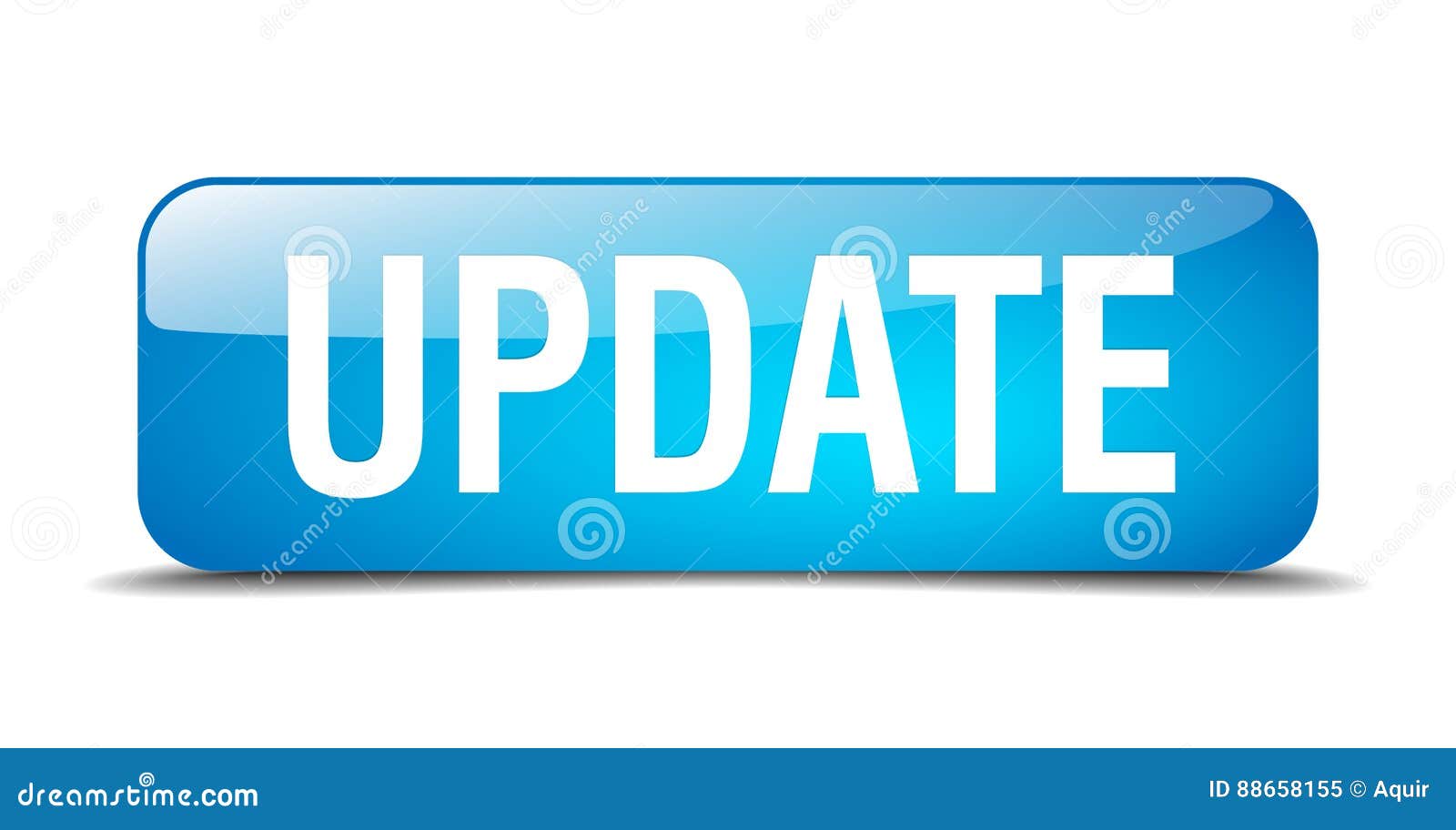 Update Blue Square 3d Realistic Web Button Stock Vector - Illustration ...