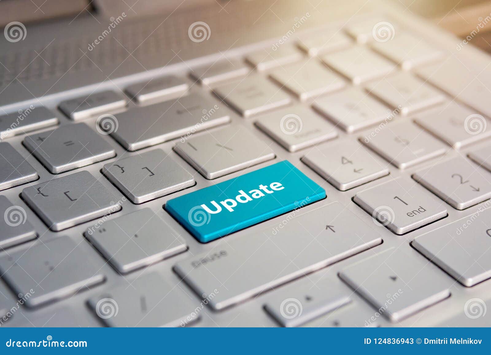 Update Button on Keyboard, Color Button on the Gray Silver Keyboard of ...