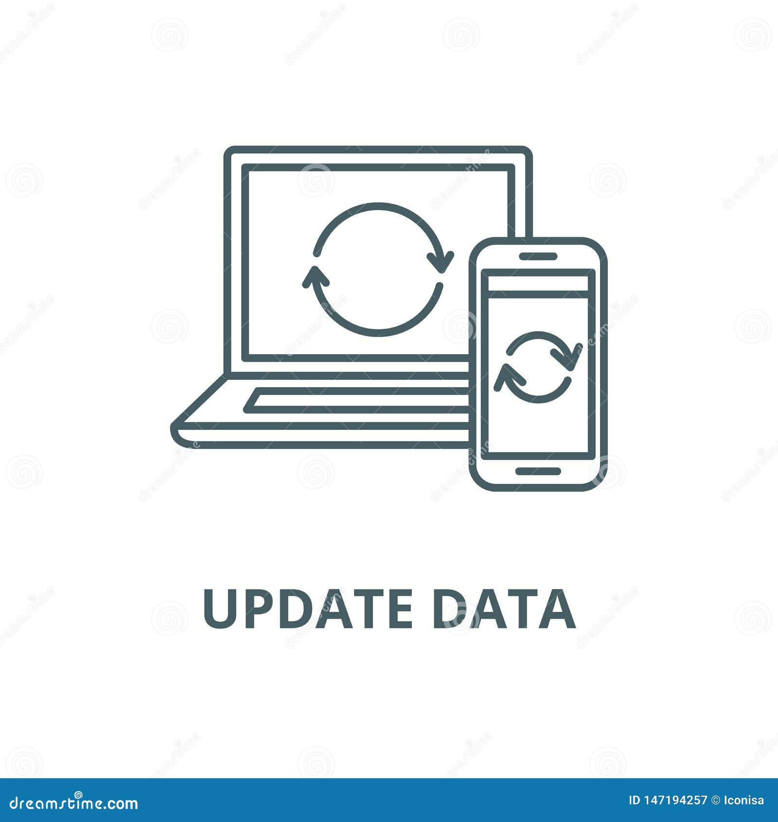 Update Computer Data Vector Line Icon Linear Concept Outline Sign Symbol Stock Vector