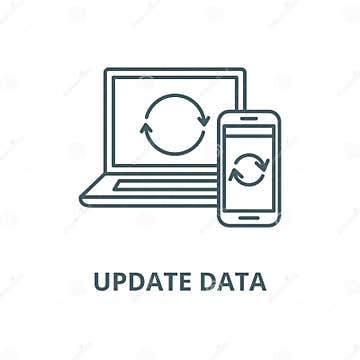 Update Computer Data Vector Line Icon, Linear Concept, Outline Sign ...