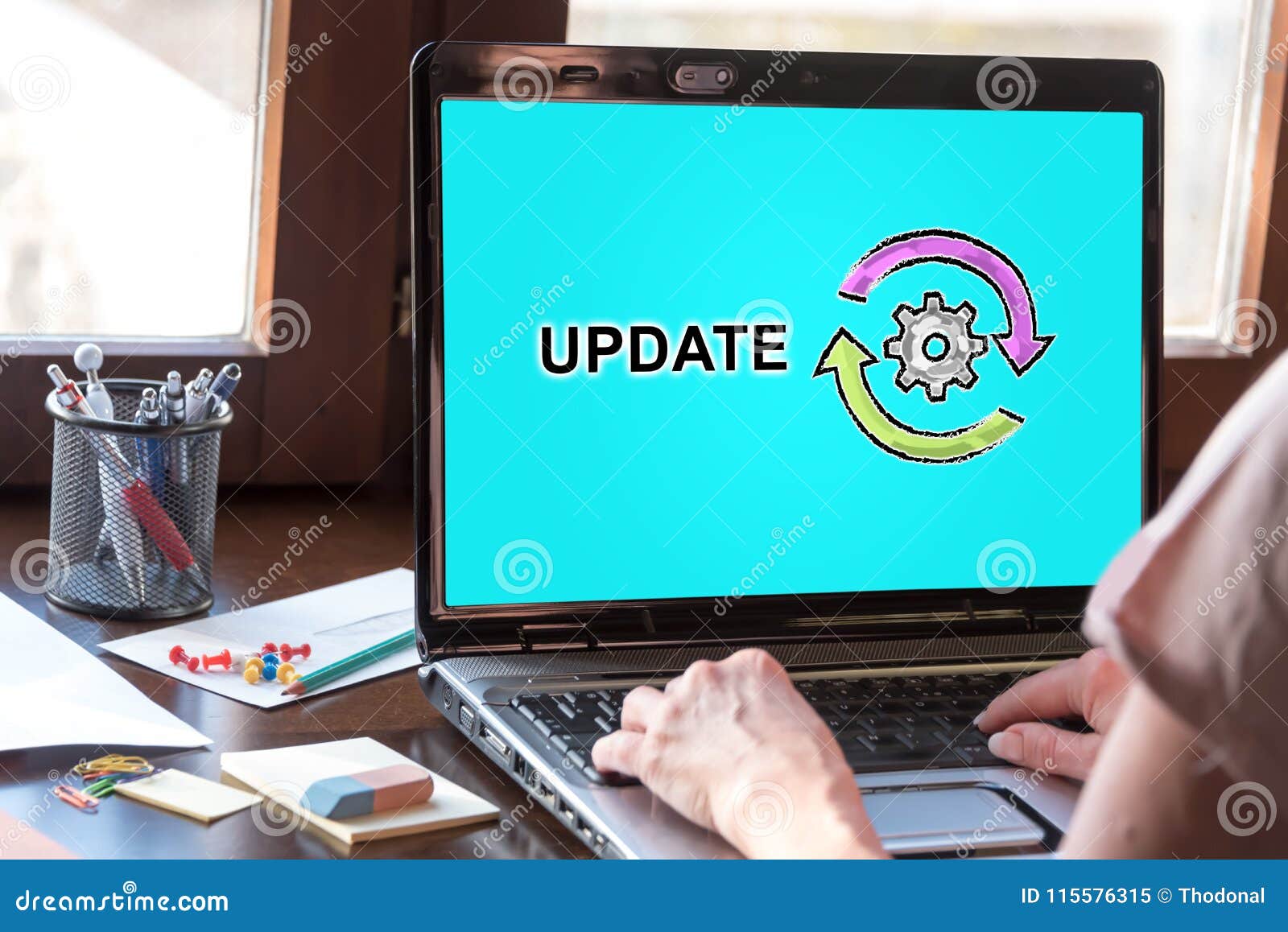 Update Concept on a Laptop Screen Stock Image - Image of application ...