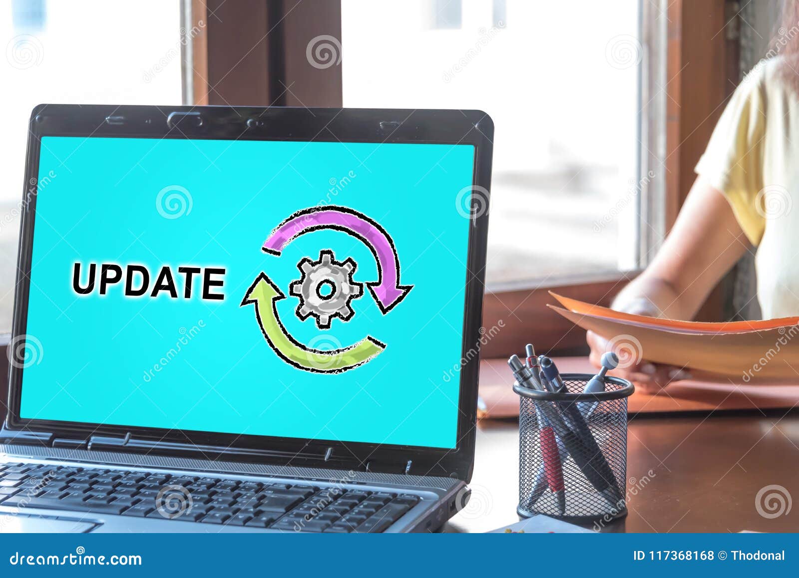 Update Concept on a Laptop Screen Stock Photo - Image of updating ...
